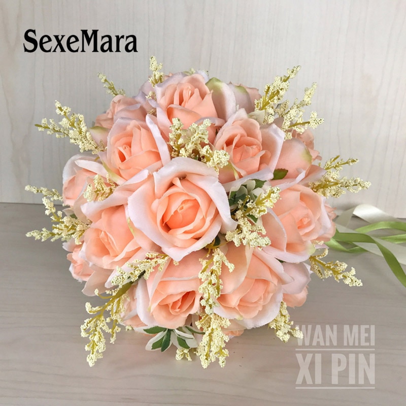 Bridal Bouquet Champagne Ivory Rose Throw Wedding ... – Grandado