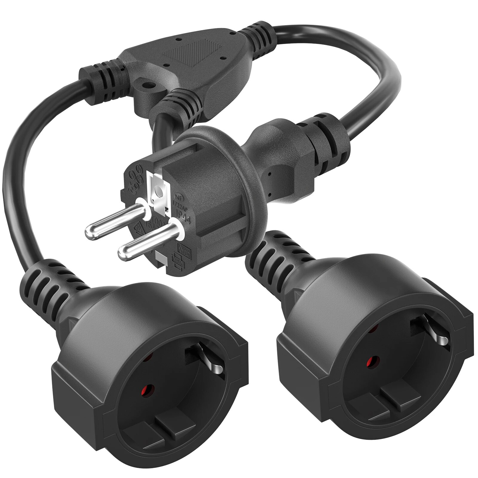 EU European Power Extension Cord with 2 Outlets IP... – Grandado