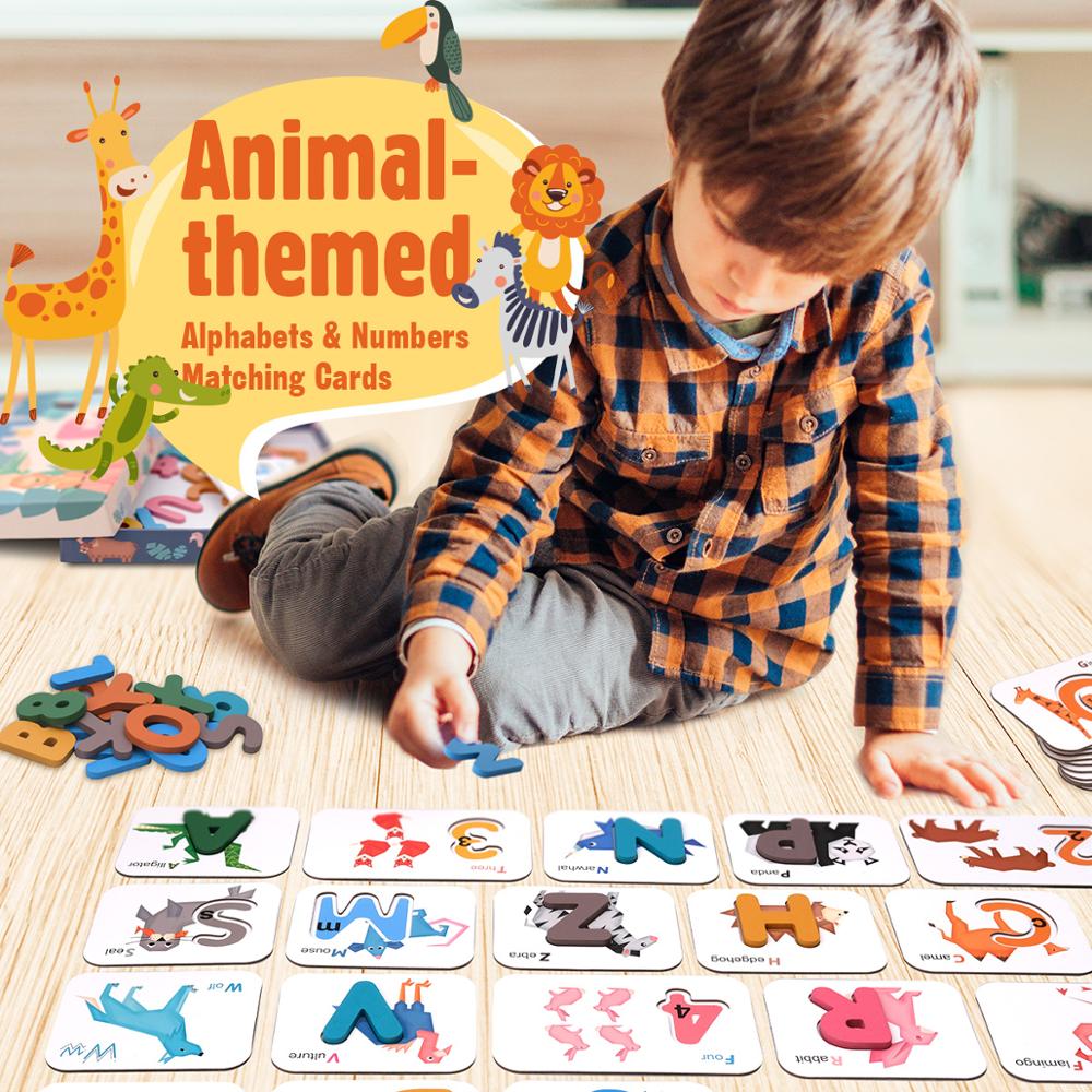 Alphabets and Numbers Flash Cards,Wooden Toys Lett... – Grandado