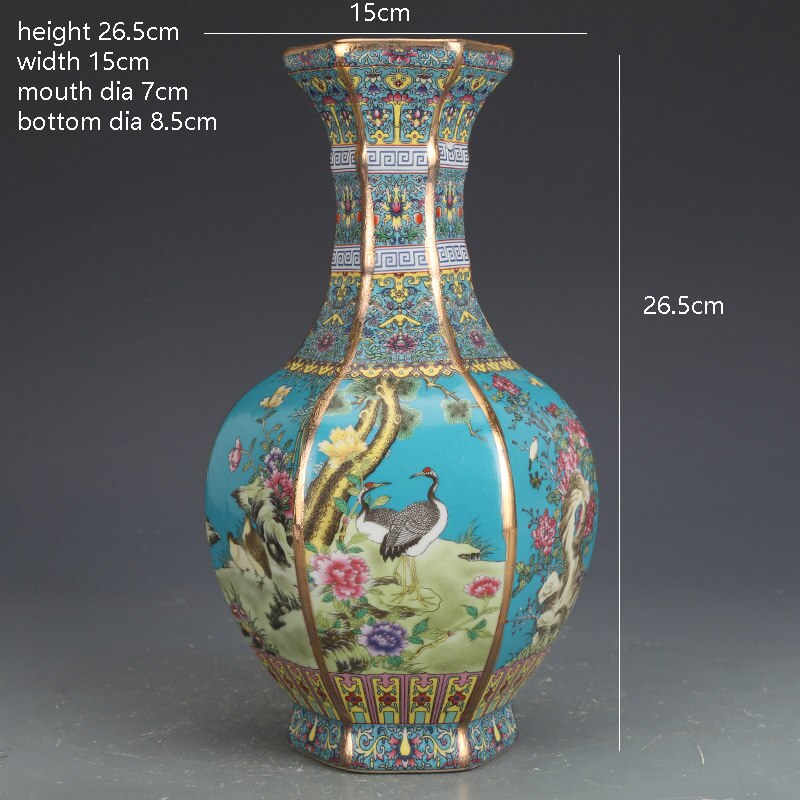 Enamel porcelain vase Jingdezhen ceramic Hexagonal... – Grandado
