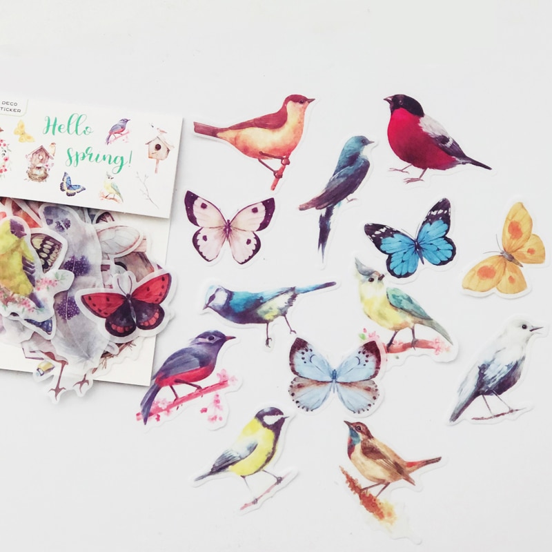 1 Pack (40 pcs sticker) Birds and Butterfly Paper ... – Grandado