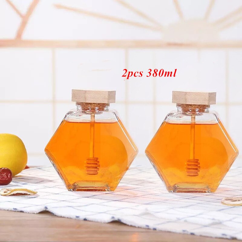220ML/380ML Transparent Glass Hexagon Honey Jar Mi... – Grandado