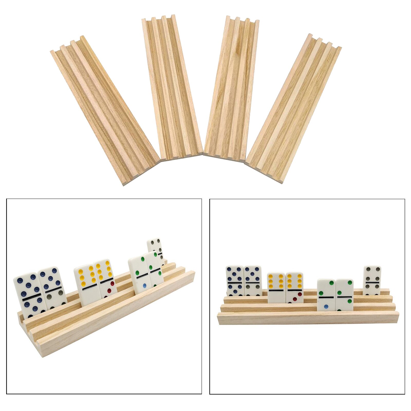 4 Pieces Unfinished Solid Wood Domino Trays Holder... – Vicedeal