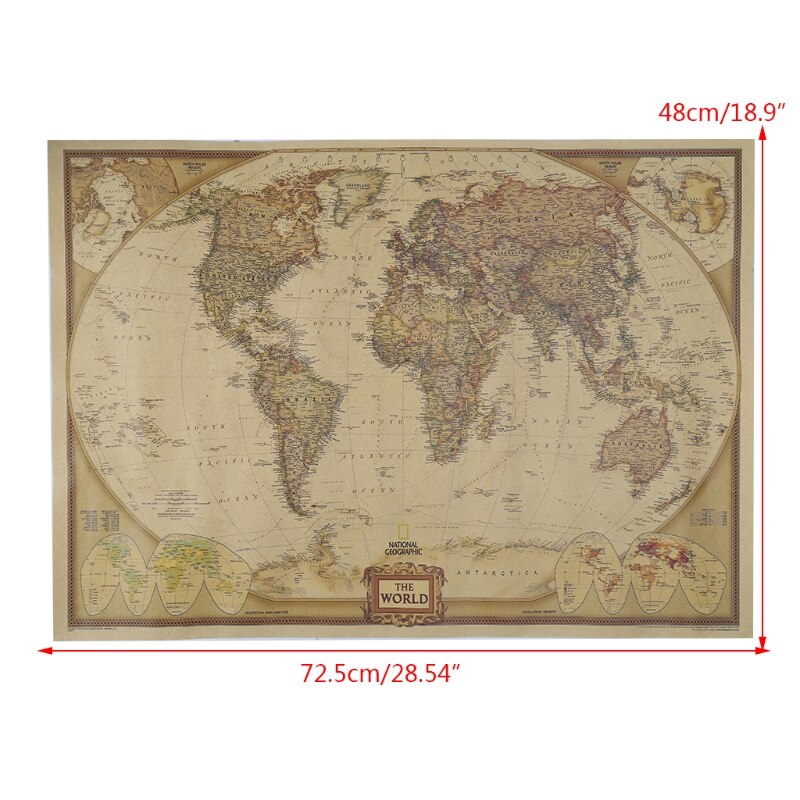 Vintage Retro Matte Kraft Paper World Map Antique ... – Grandado