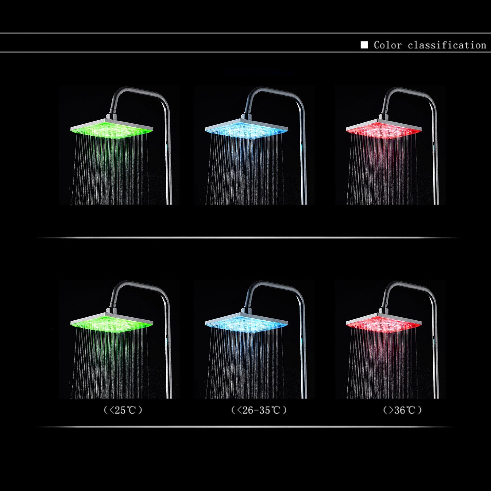 Douchekop Led 3 Kleuren Temperatuurregeling Lichtg... – Grandado