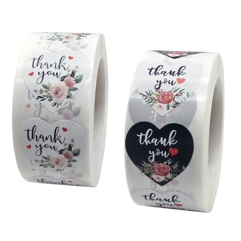 500 stk hjerte takke klistermærker guldfolie segl ... – Vicedeal