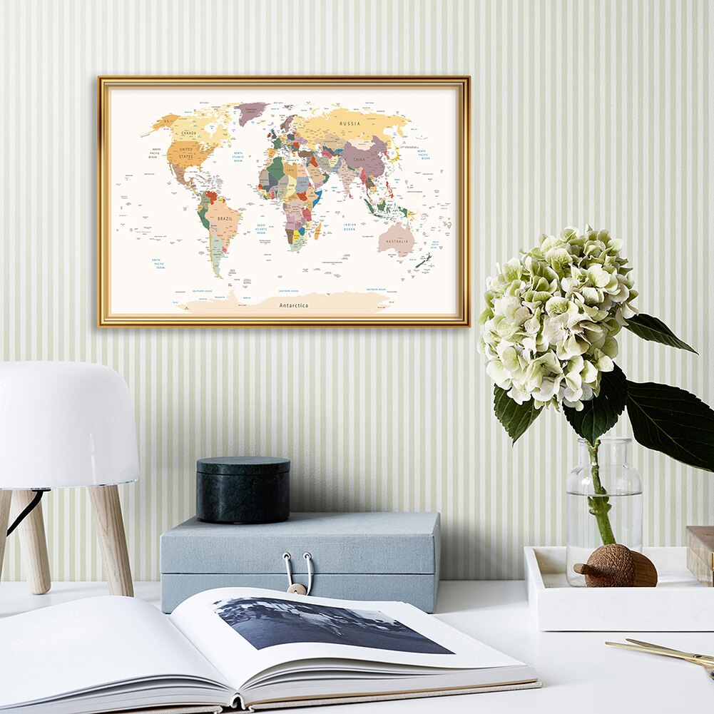 59*42cm The World Political Map Vintage Wall Art P... – Vicedeal