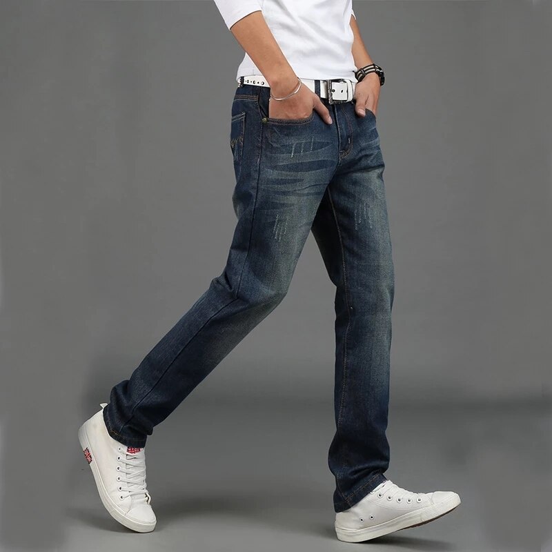 Spring Autumn Brand Men's Mid-Rise Straight Jeans ... – Vicedeal