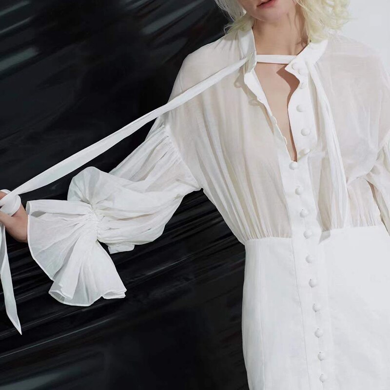 VGH Casual Perspective Dress For Women Stand Colla... – Grandado