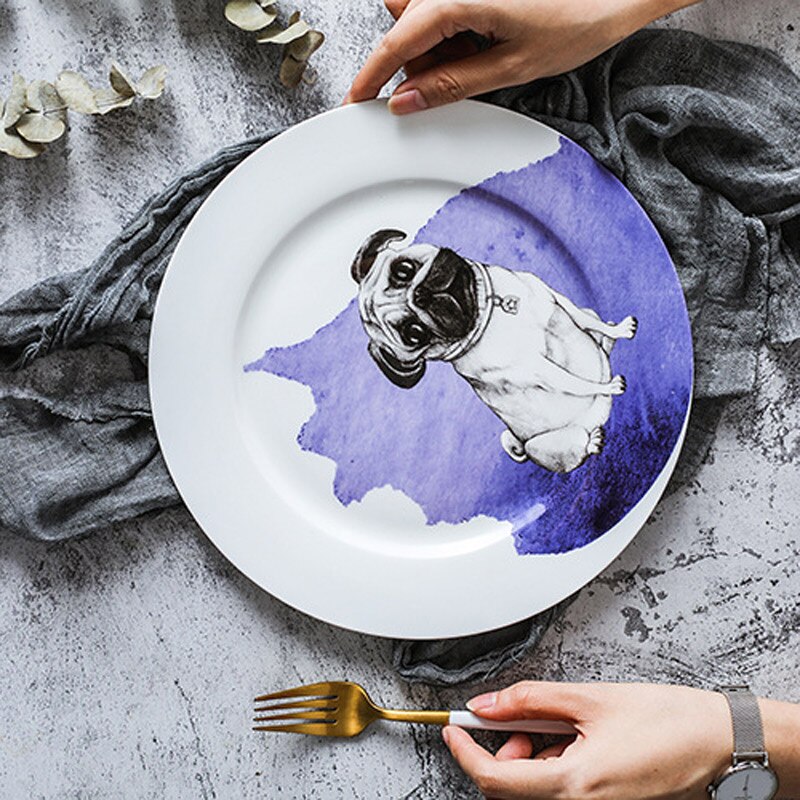 10inch Porcelain Dog Plate Bone China Dinner Dishe... – Grandado