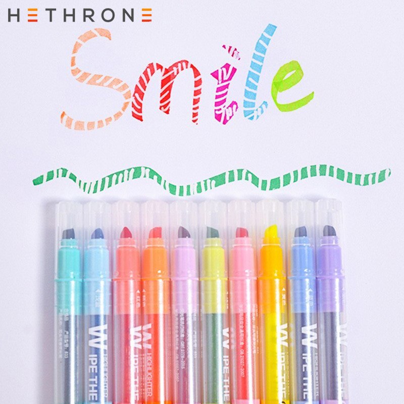Hethrone 10 pcs/set Erasable highlighter Pen color... – Grandado
