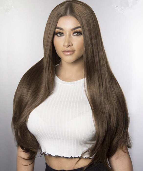 WHIMSICAL W Brown Long Straight Synthetic Wig For ... – Grandado