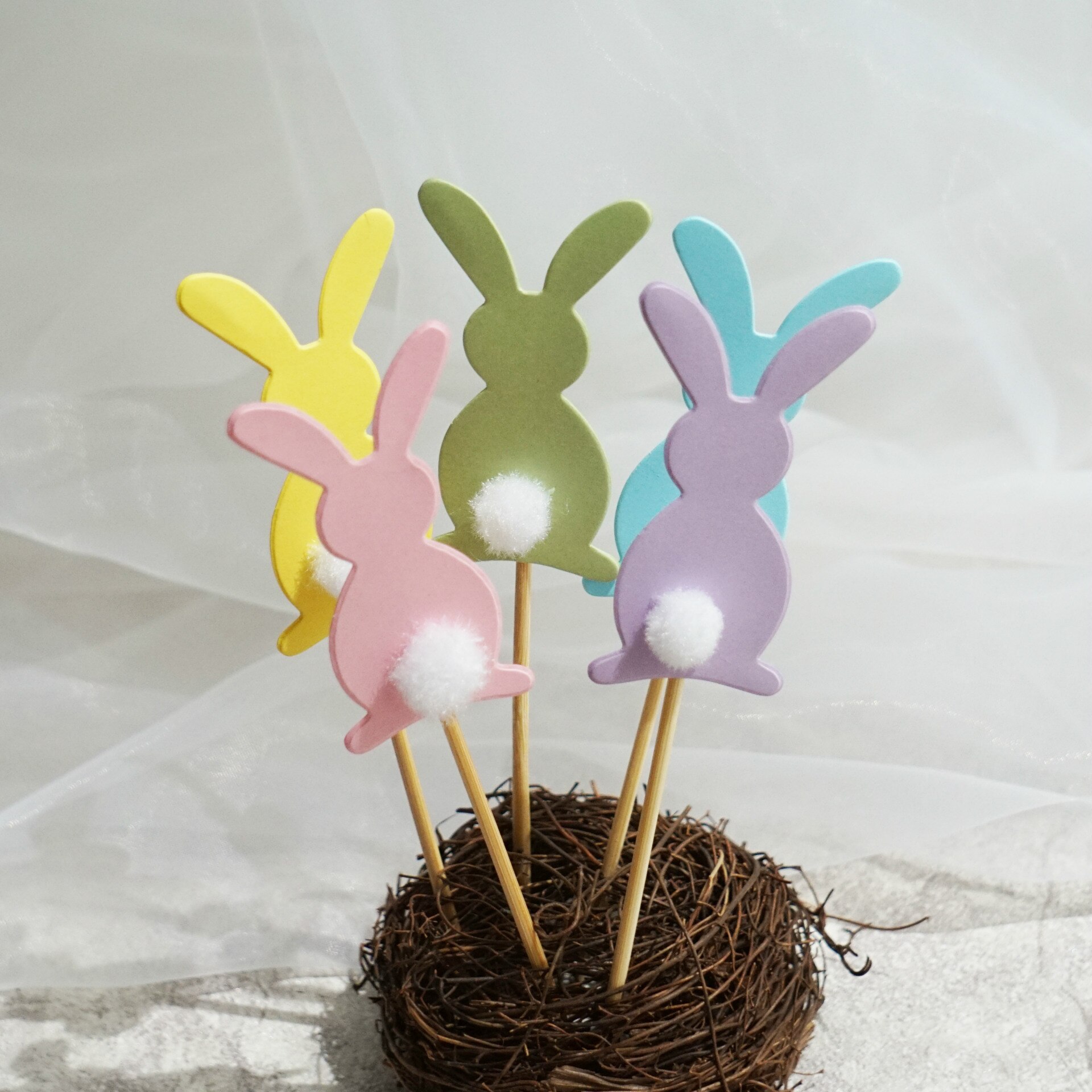5pcs Happy Easter Rabbit Bunny Cake Toppers Cake D... – Grandado