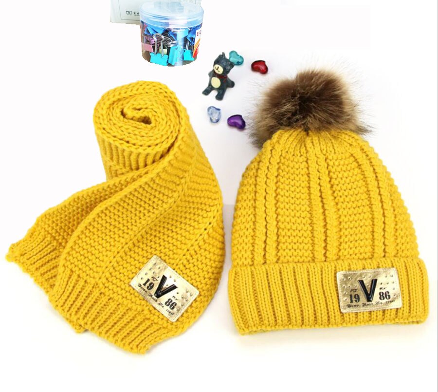 Kind Gebreide Bont Hoeden Sjaal Set Winter Meisje ... – Grandado