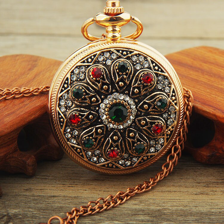 Vintage Quartz Pocket Watch Luxury Jewelry Inlaid ... – Grandado