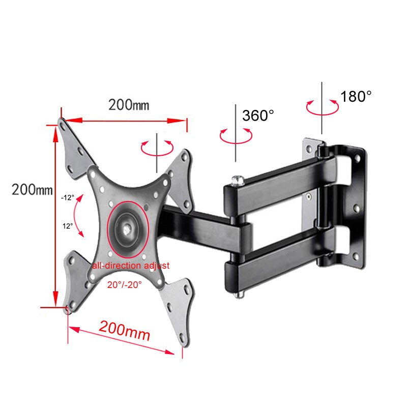 12-37Inch Retractable TV Wall Mount Bracket Loadin... – Grandado