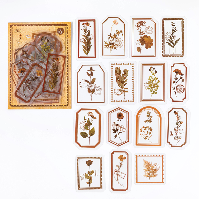Yoofun 30pcs/pack Vintage Leaf Stickers Waterproof... – Grandado