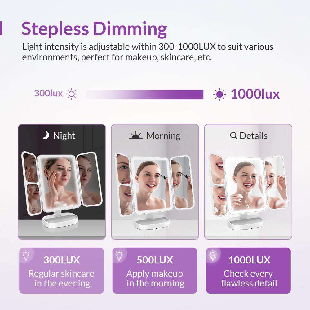 Portable LED Lighted Makeup Mirror Vanity 2x/5x/10... – Grandado