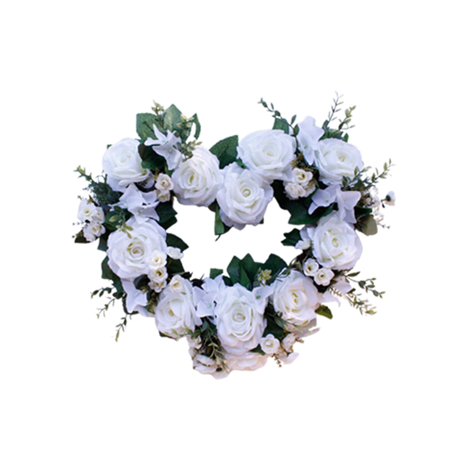 White Rose Wreath Heart Shaped Artificial Flowers ... – Grandado