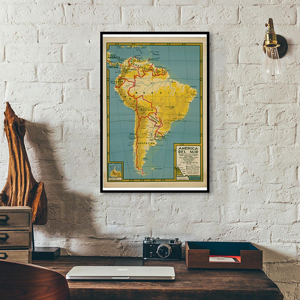60*90cm The Vintage South America Political Map In... – Vicedeal
