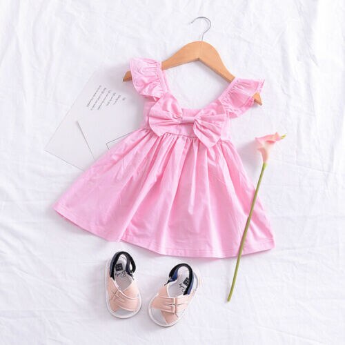 9M-3T Toddler Kids Baby Girl Ruffle Bow Dress Prin... – Vicedeal