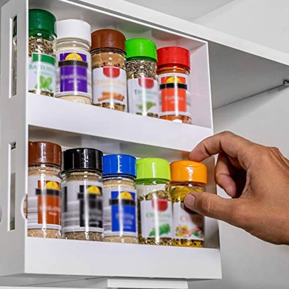 Delicate Spice Rack Double Storage Food Rack Rotat... – Grandado