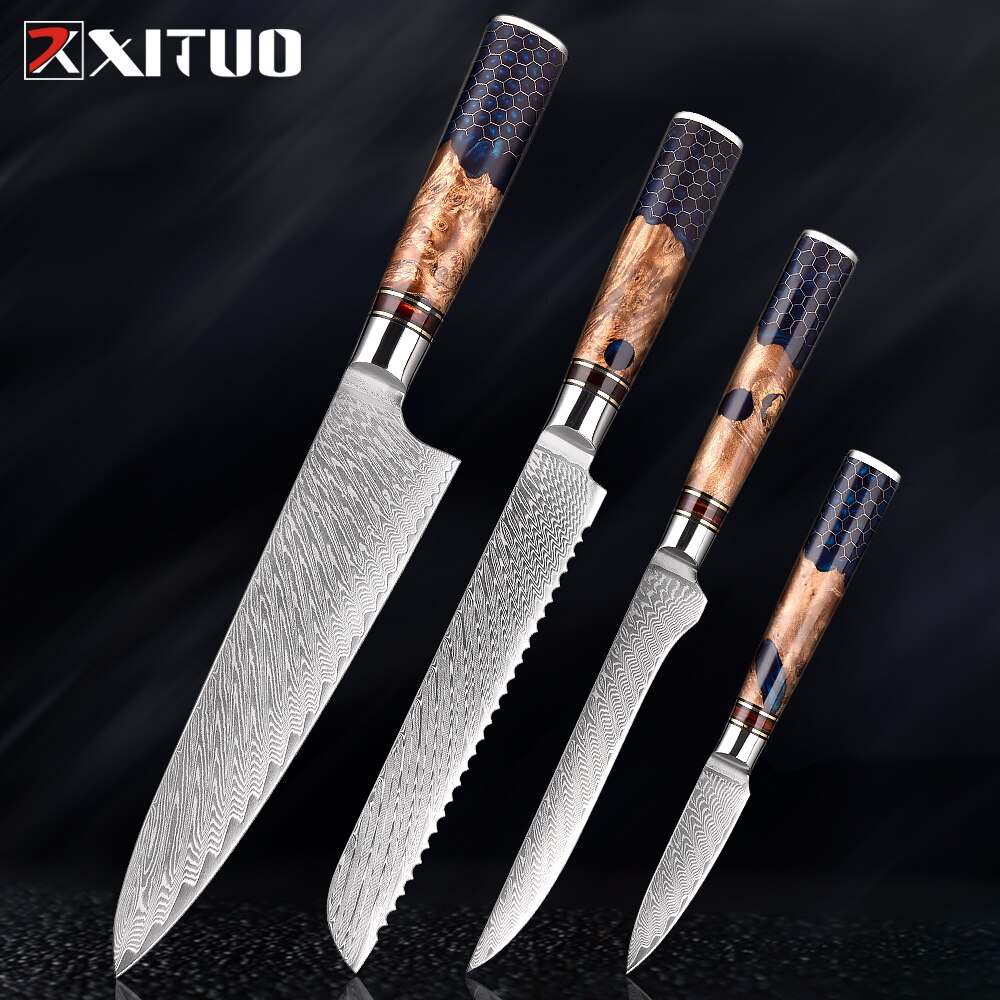 XITUO 67 Layer Damascus Steel Kitchen Knives Set S... – Grandado