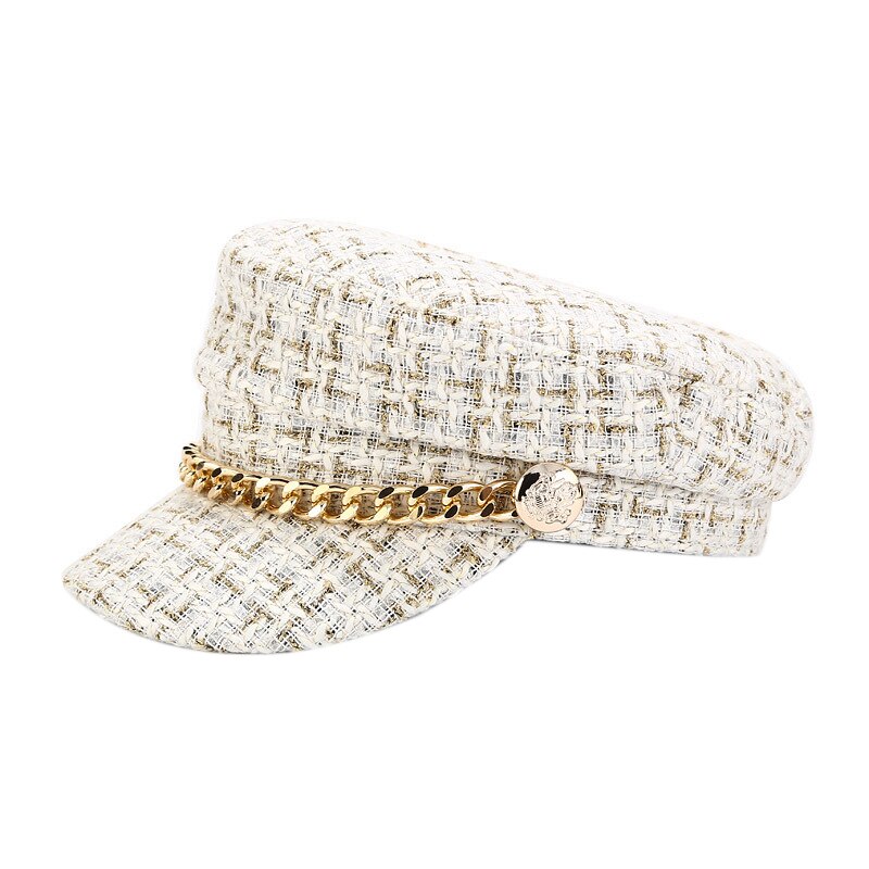 AUAU-Frauen Hüte Tweed Plaid Newsboy Caps Kette Fl... – Vicedeal