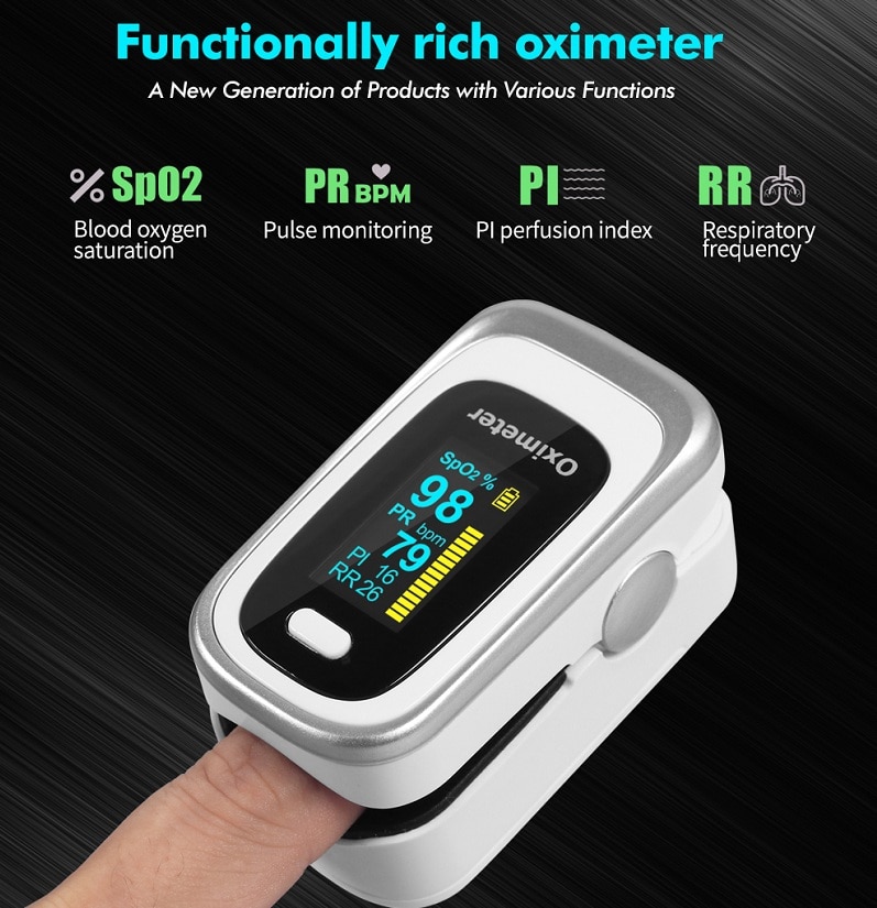 Fingertip Pulse Oximeter SPO2 PR PI RR Blood Oxyge... – Grandado
