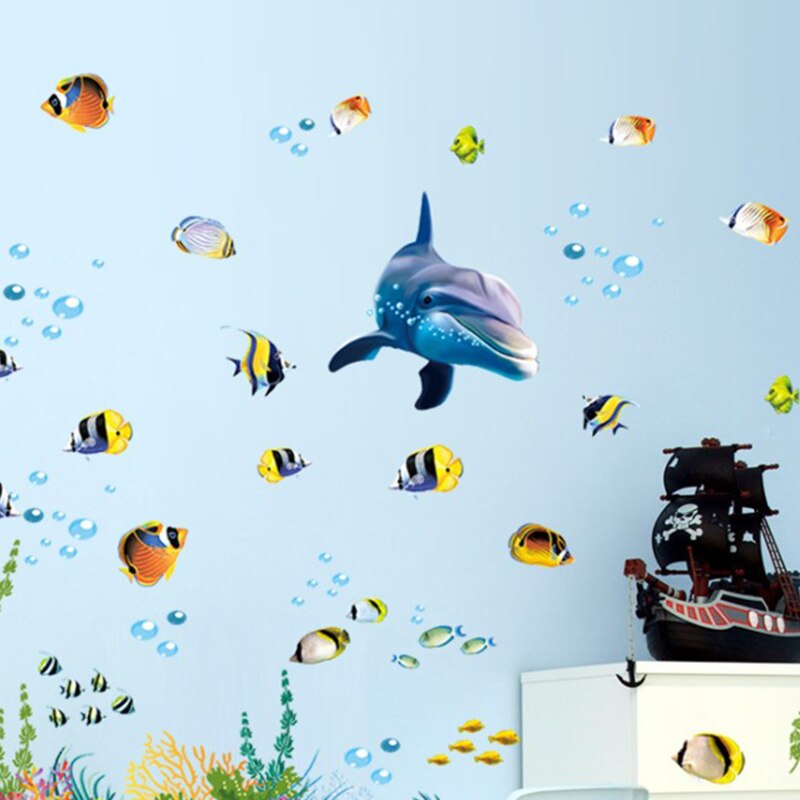 Dolphin Fish Aquarium Ocean Wall Stickers For Kids... – Grandado