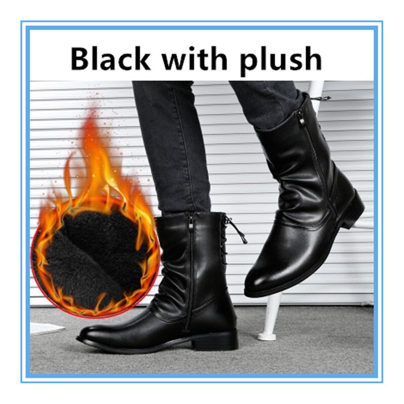 British style Men boots Mid-Calf Pointed Toe Army ... – Grandado