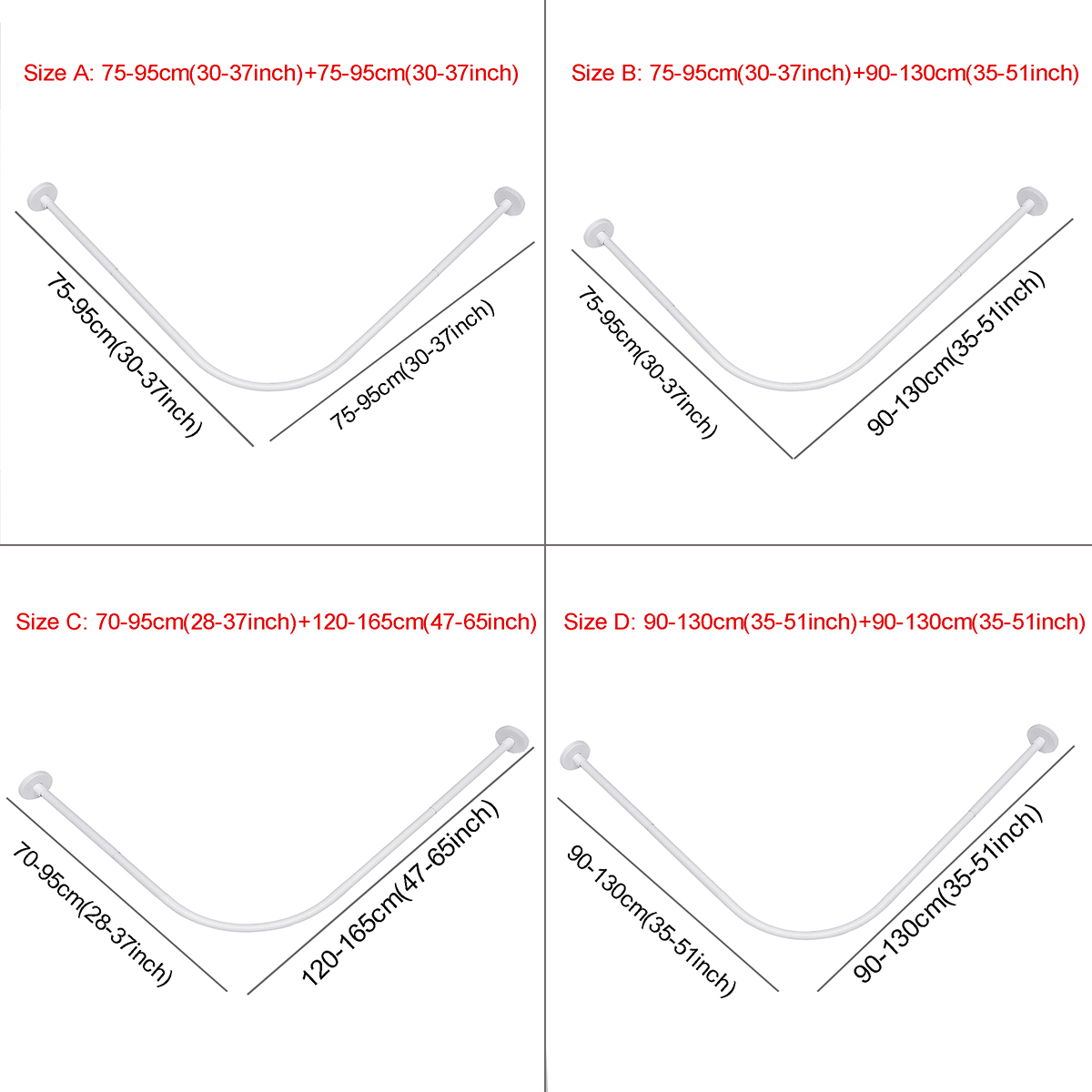 L Shape Extendable Corner Shower Curtain Rod Pole ... – Grandado