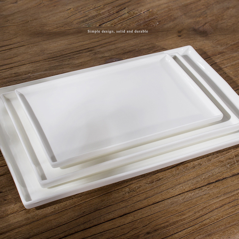 Pure white ceramic tray, rectangular fruit tray, t... – Grandado
