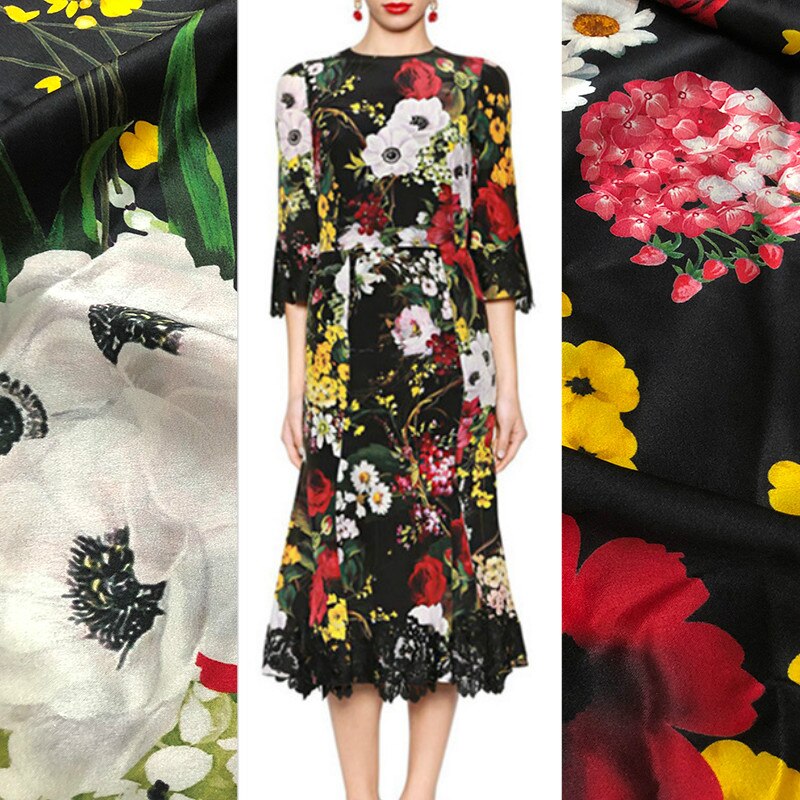 50x145cm Italian D brand flower printing stretch s... – Grandado