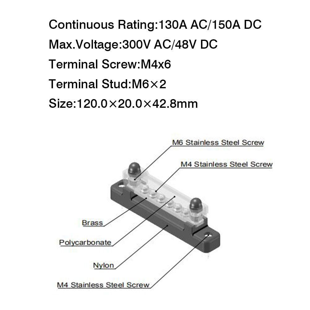 6 Terminal Bus Bar Met Transparante Cover 150A Pow... – Vicedeal