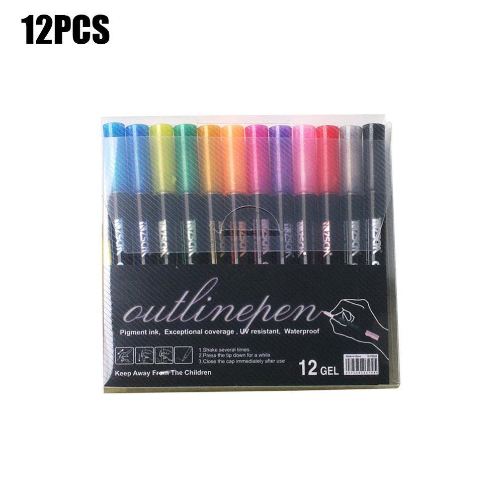12pcs Outline Marker Pen Glitter Colorful Diy Albu... – Vicedeal