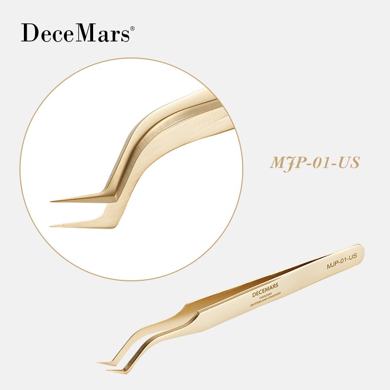 DeceMars Eyelash Extension Tweezers Gold Color – Vicedeal