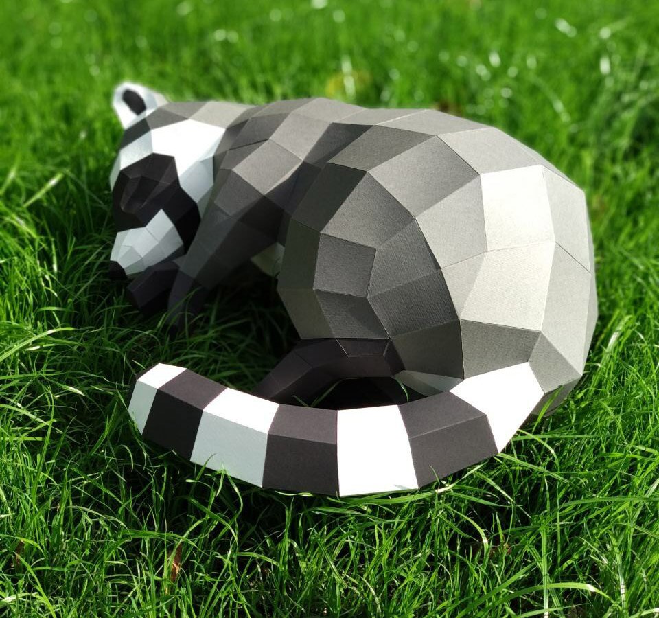 Mapache durmiendo Animal 3D hecho a mano modelo de... – Grandado