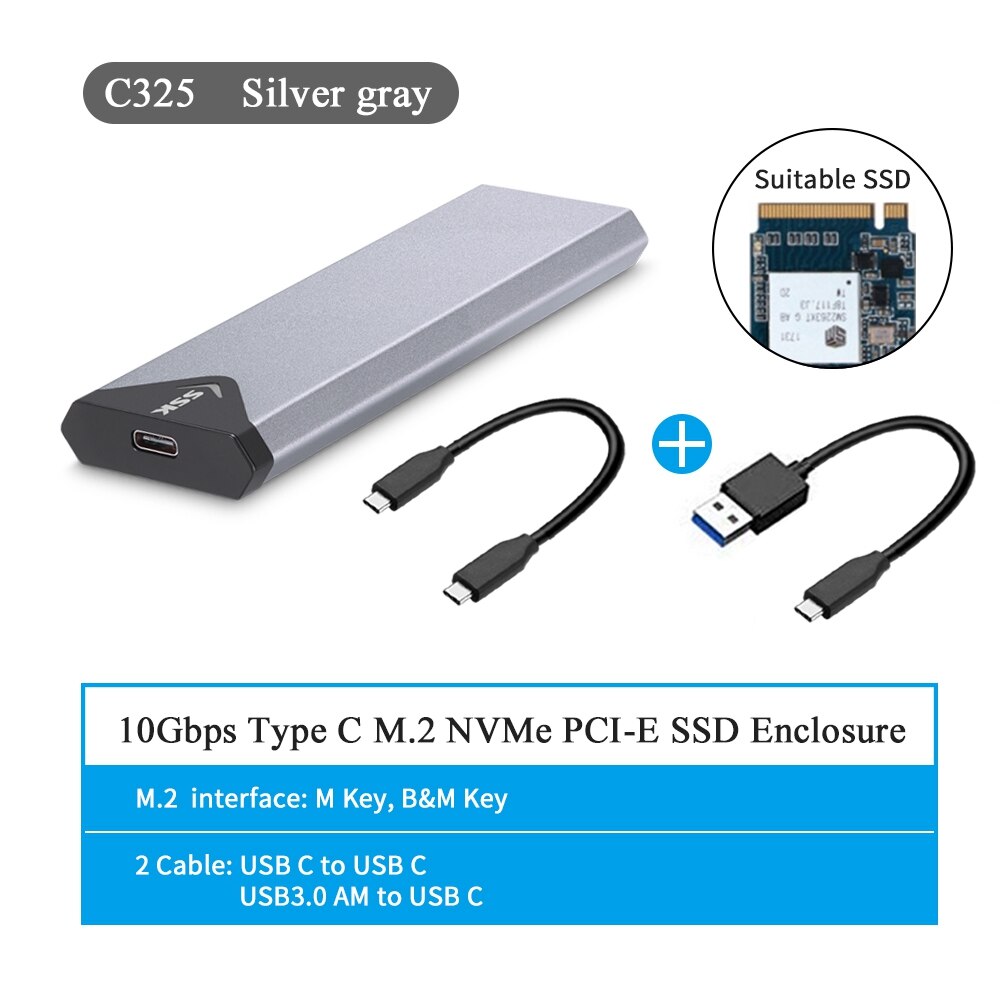 SSK M.2 SSD Case NVME Enclosure M.2 to USB Type C ... – Grandado