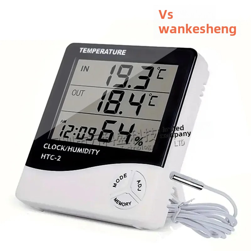 Large Screen HTC-2 Thermometer Hygrometer Clock El... – Grandado
