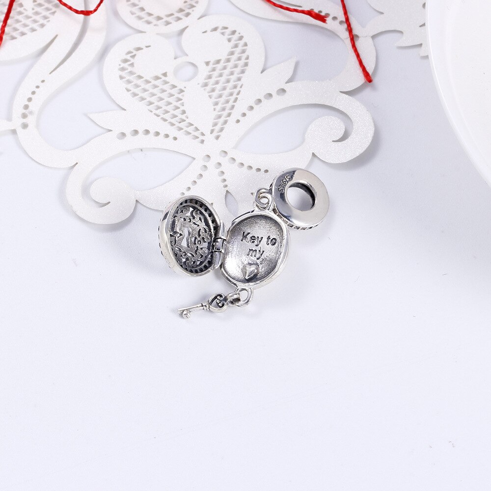 Genuine 925 Sterling Silver Charm Openwork Key To ... – Grandado