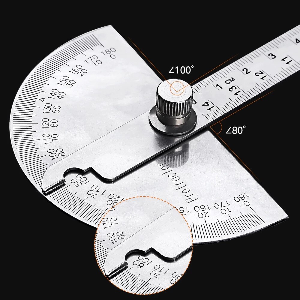 1@#Protractor Angle Ruler Gauge Stainless Steel An... – Vicedeal
