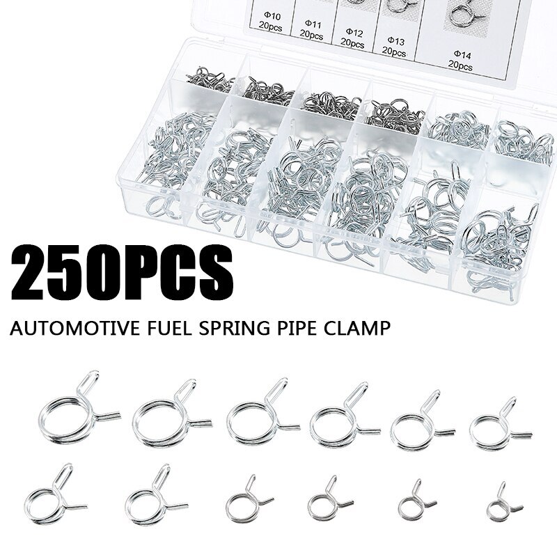 250pcs 5mm-14mm Stainless Steel Fuel Line Oil Air Tube Clamp Hose ...