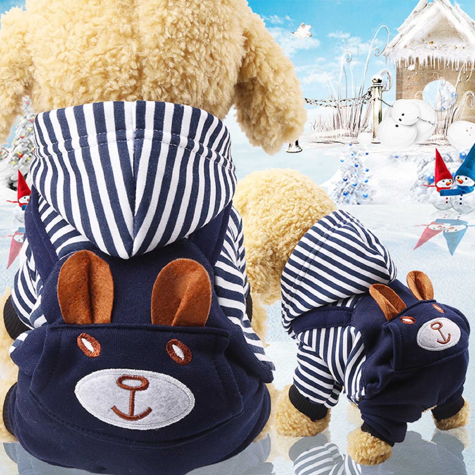 Striped Pet Dog Clothes For Dogs Coat Hoodie Sweat... – Grandado