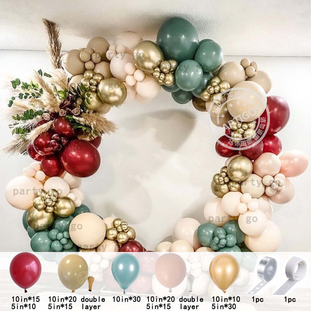 167pcs Double-layer Skin Balloon Garland Retro Gre... – Grandado
