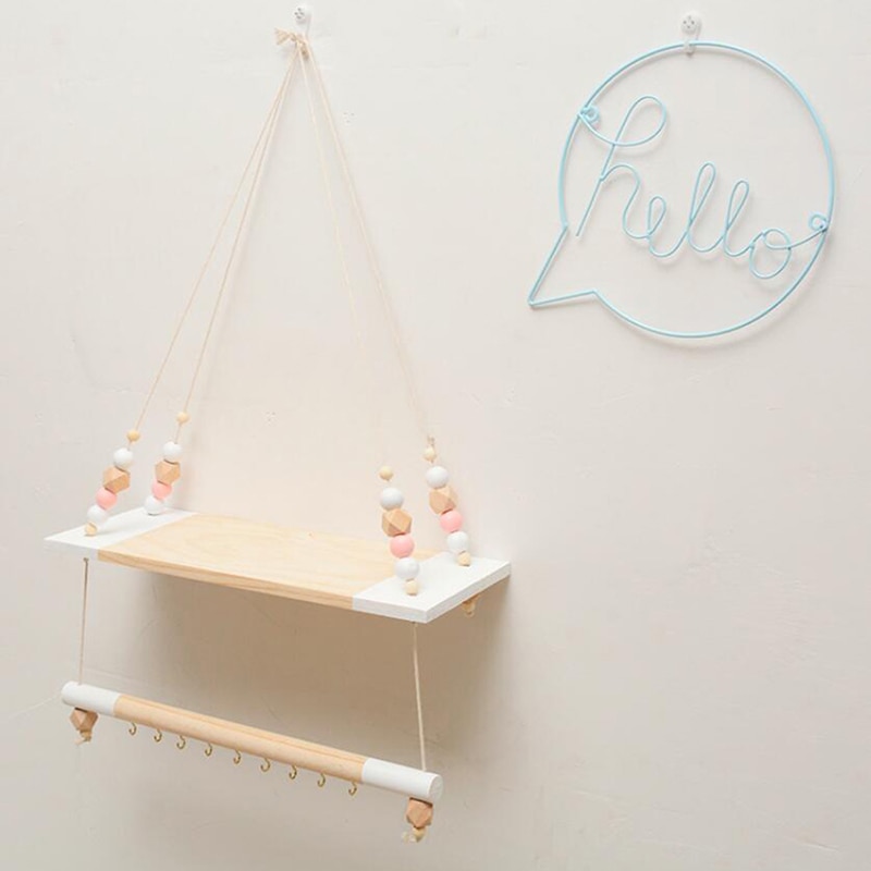 Double Wooden Bead Tassels Rack Shelves Wall Rope ... – Grandado