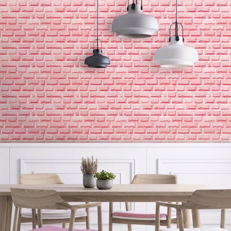 3d Roze Baksteen Behang Stickers Zoete Meisjes Sla... – Grandado
