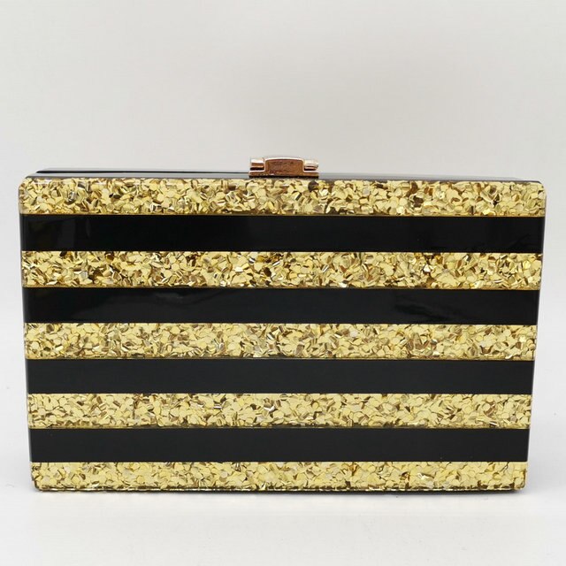 Double Flower Striped Women Acrylic Box Clutch Eve... – Vicedeal