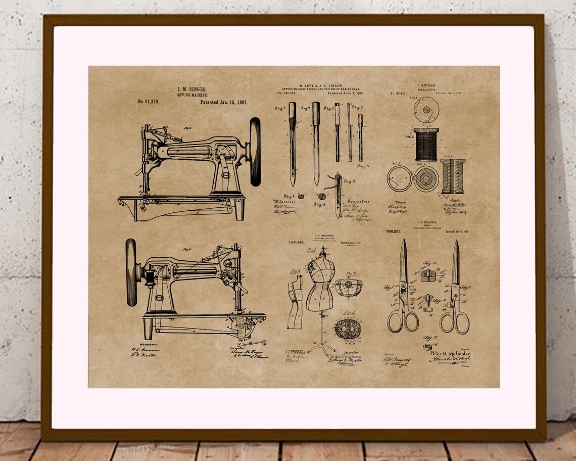 Sewing Room Decor Patent Print Poster, Group of Pa... – Grandado