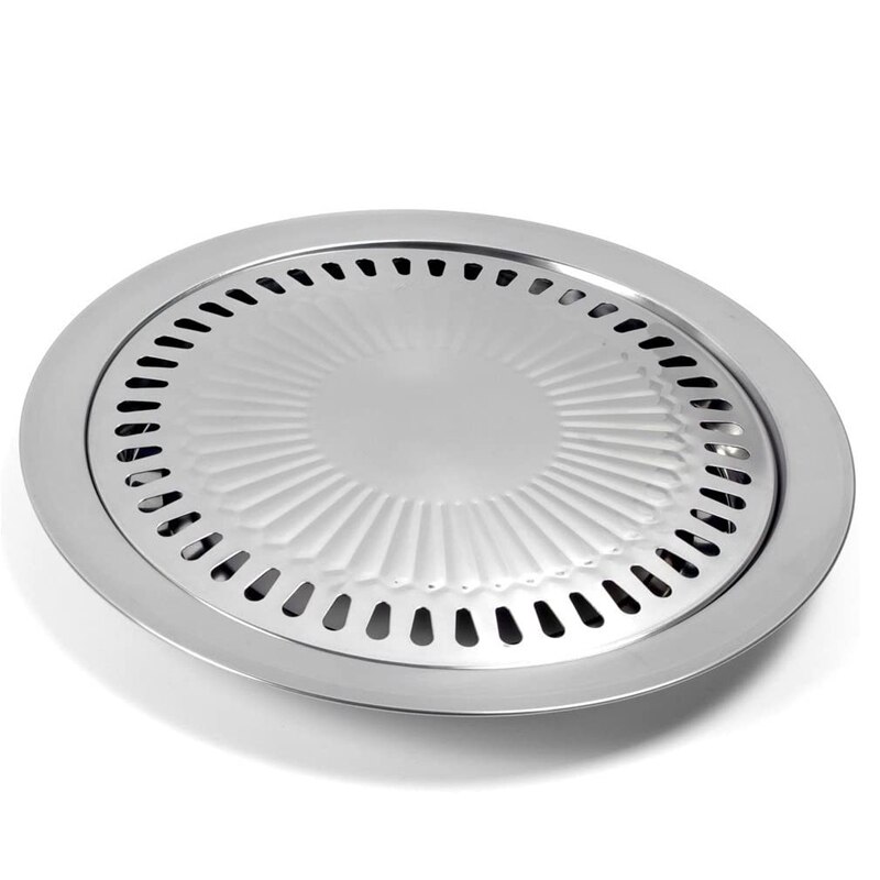 Stainless Steel Barbecue Round Plate Korean BBQ Gr... – Grandado